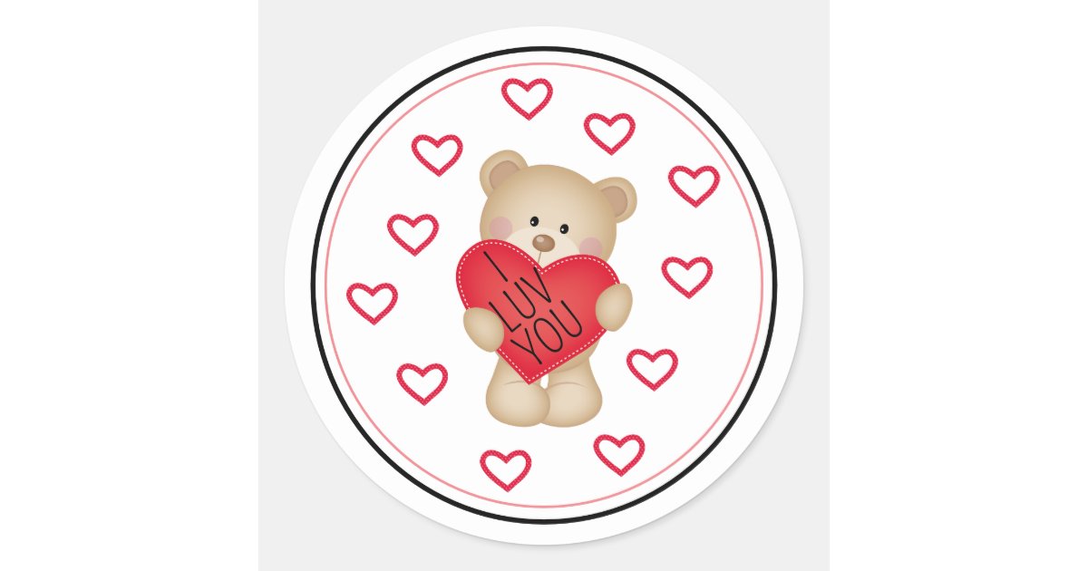 I LUV YOU Teddy Bear Sticker | Zazzle