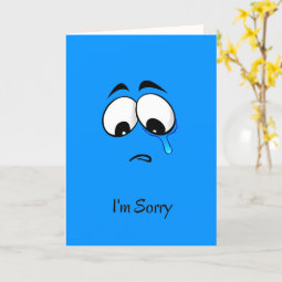I’m Sorry Blue Sad Face Card | Zazzle