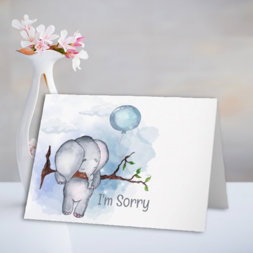 I’m Sorry Sad Elephant Card | Zazzle