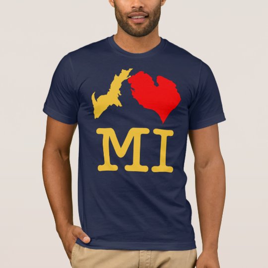 I ♥ MI (I heart Michigan) maize and blue T-Shirt | Zazzle.com