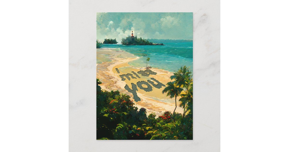 I Miss You - Beach Landscape Painting Postcard | Zazzle