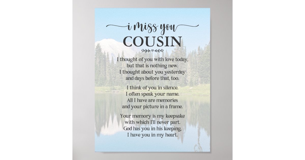 I Miss You Cousin Poem Poster | Zazzle