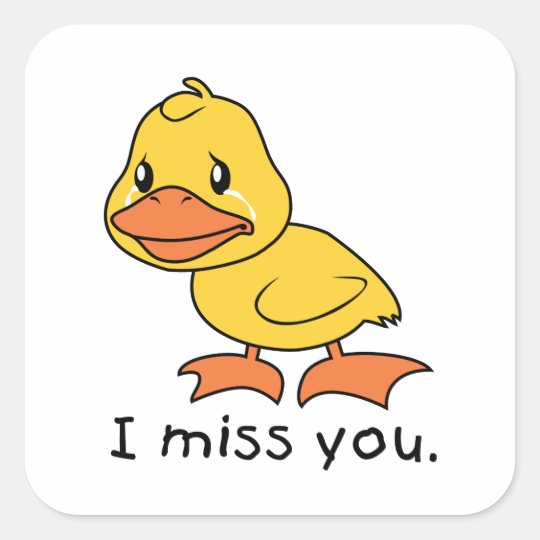 I Miss You Crying Yellow Duckling Duck Mug Hat Square Sticker | Zazzle.com