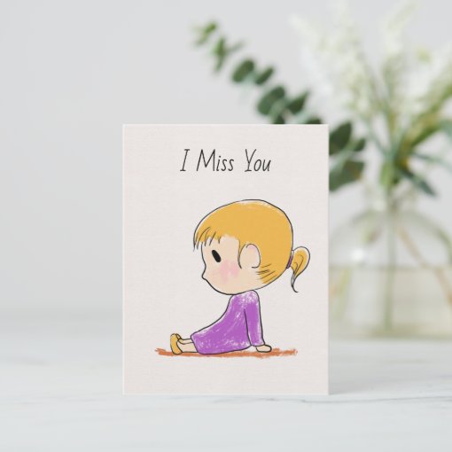 I Miss You Cute Postcard | Zazzle