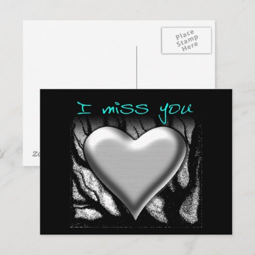 I Miss You Heart Postcard | Zazzle