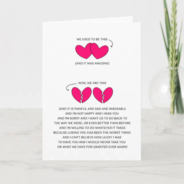 I MISS YOU - I WANT YOU BACK - I'M SORRY CARD | Zazzle