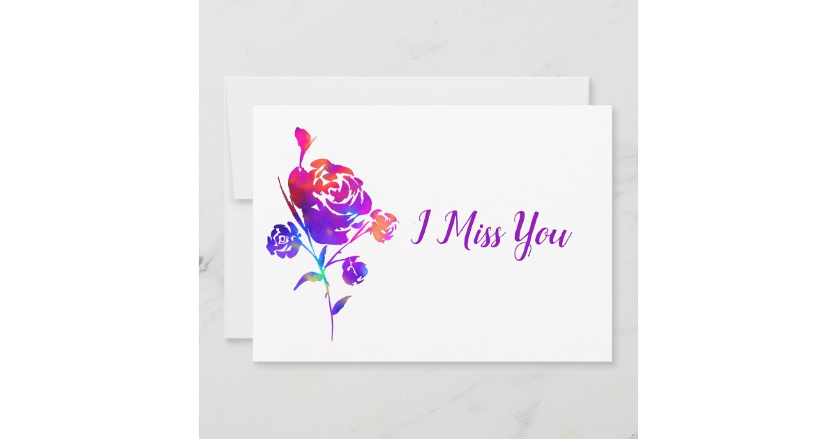 I Miss You Rainbow Rose Thank You Card | Zazzle