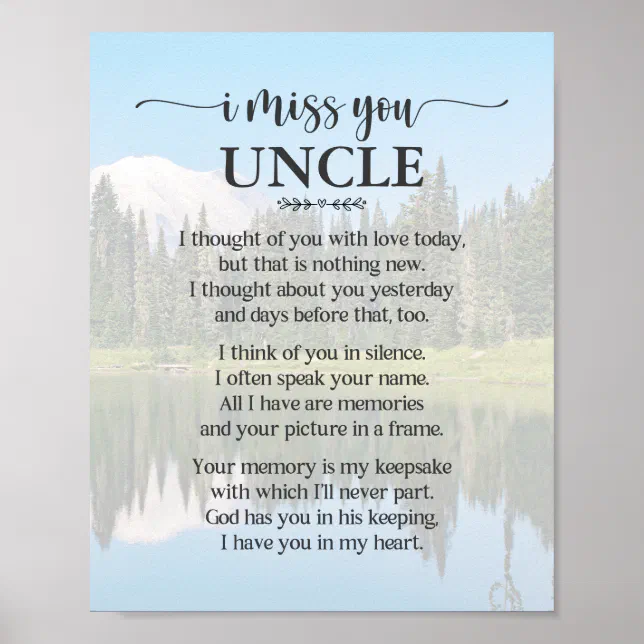 I Miss You Uncle Poem Poster | Zazzle