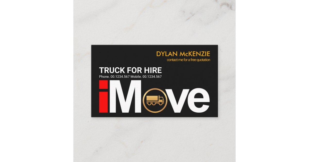 "i Move" Signage Gold Truck Home Moving Business Card | Zazzle