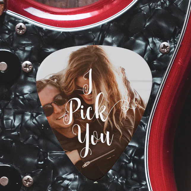 I Pick You Script Heart Couple Photo Valentines | Zazzle