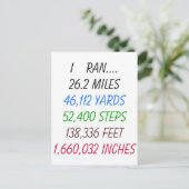 I Ran 26.2 miles Postcard | Zazzle
