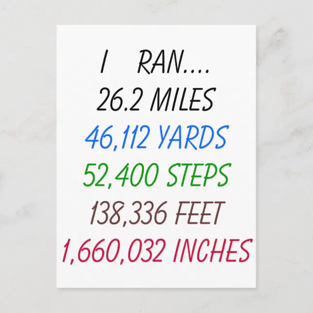 I Ran 26.2 miles Postcard | Zazzle