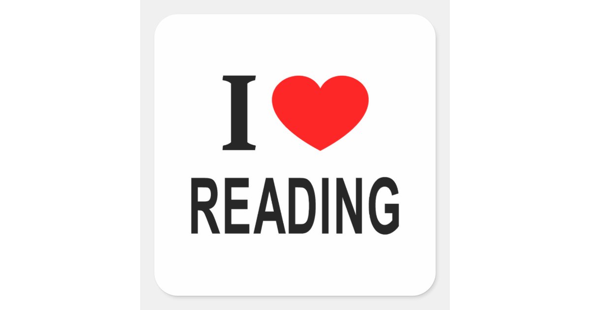 I ️ READING I LOVE READING I HEART READING SQUARE STICKER | Zazzle