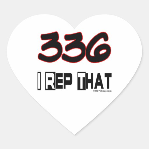 I Rep That 336 Area Code Heart Sticker | Zazzle