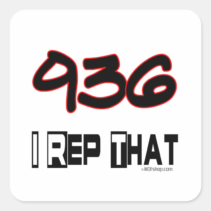 I Rep That 936 Area Code Square Sticker | Zazzle