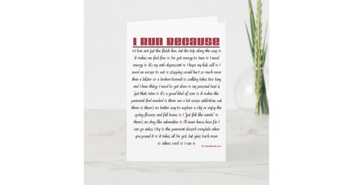 I Run Because - Good Luck Card | Zazzle