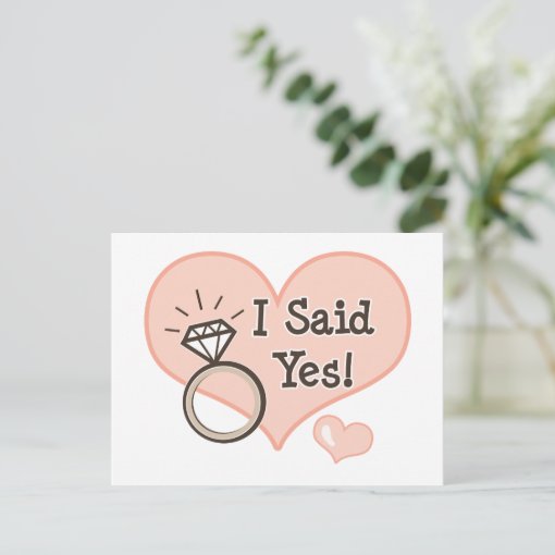 I Said Yes Wedding Announcement Postcard | Zazzle