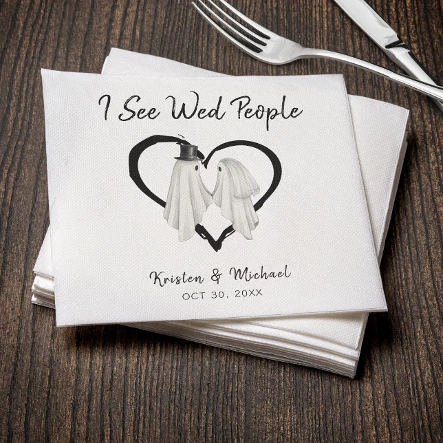 I See Wed People Ghost Halloween Wedding Napkins | Zazzle