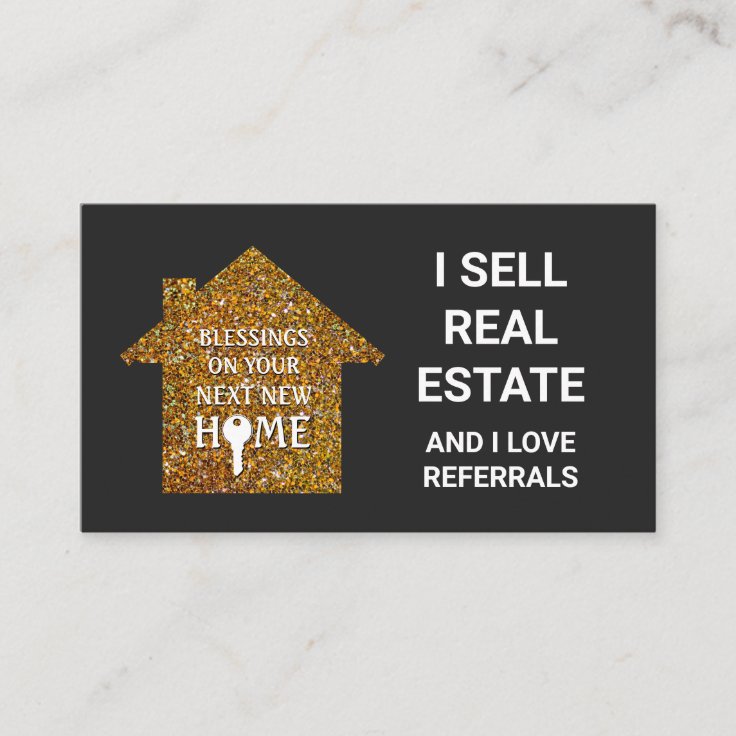 I Sell Real Estate Love Referrals Glitter Realtor Business Card | Zazzle
