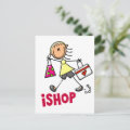 I SHOP Stick Figure T-Shirts & Gifts Postcard | Zazzle