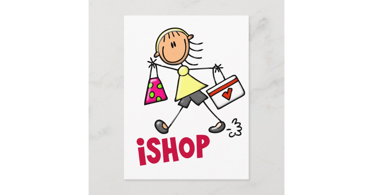 I SHOP Stick Figure T-Shirts & Gifts Postcard | Zazzle