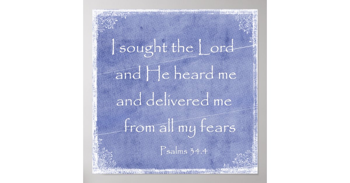I sought the Lord, He heard me Bible Verse Poster | Zazzle