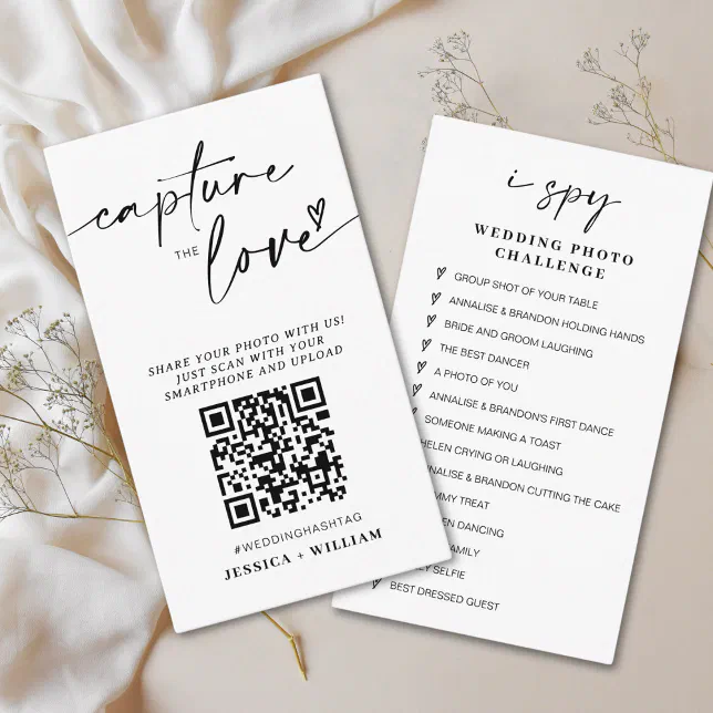 I Spy Wedding Game | Capture The Love QR Code Enclosure Card | Zazzle