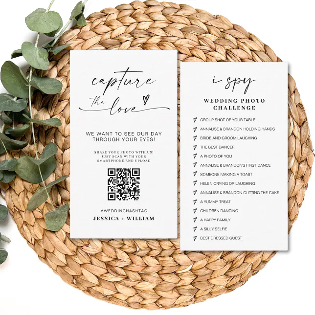 I Spy Wedding Game | Capture The Love QR Code Enclosure Card | Zazzle