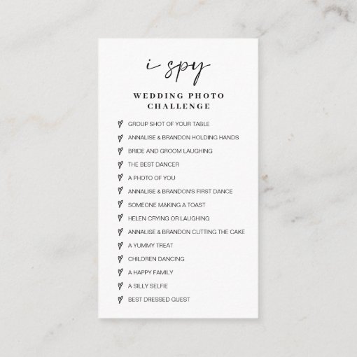 I Spy Wedding Game | Share The Love QR Code Enclosure Card | Zazzle