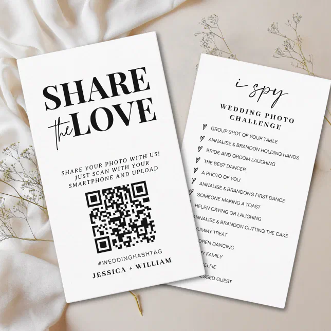 I Spy Wedding Game | Share The Love QR Code Enclosure Card | Zazzle