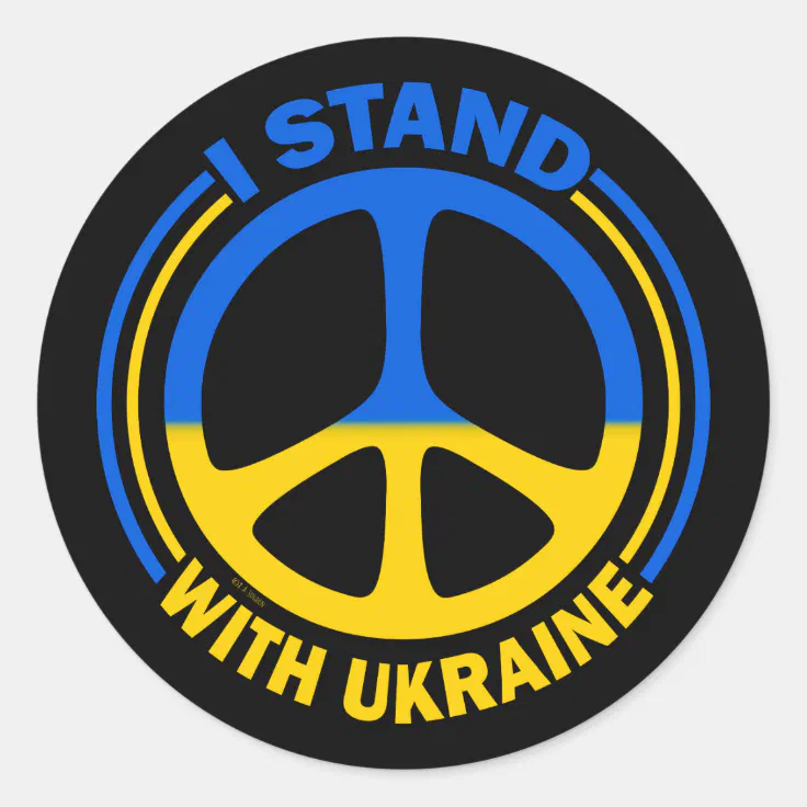 I Stand With Ukraine Peace Symbol Classic Round Sticker | Zazzle