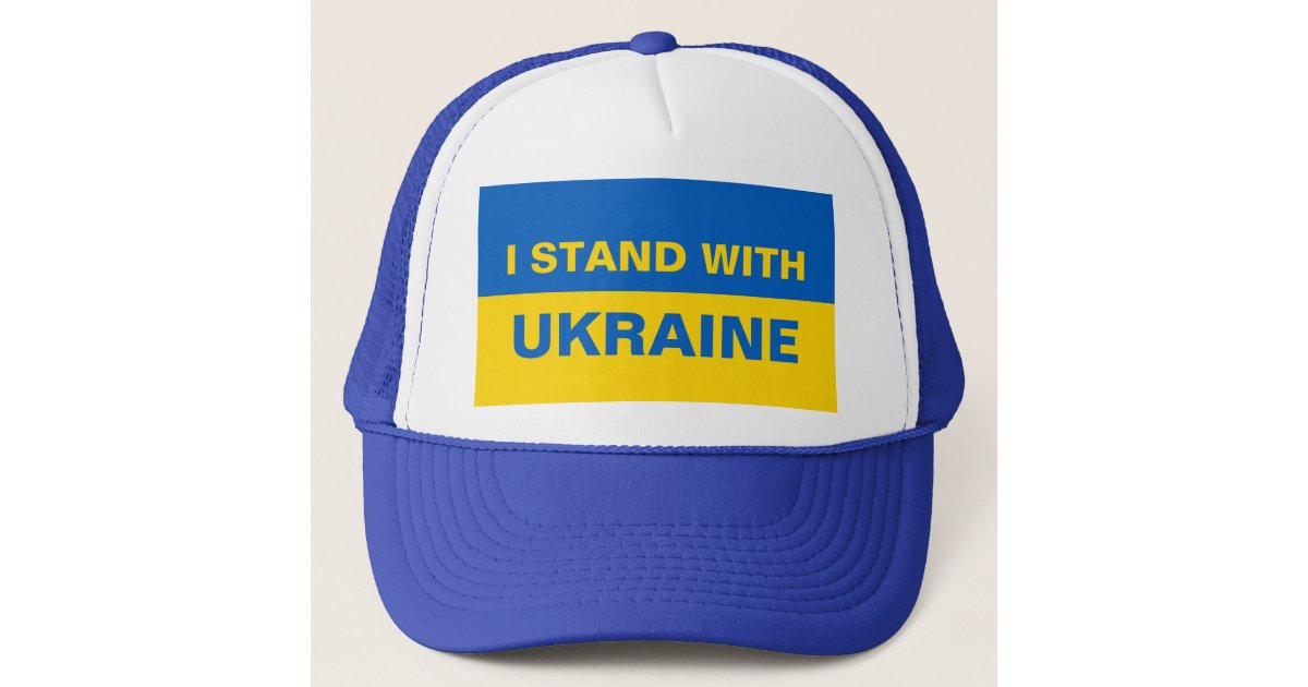 I Stand with Ukraine Ukrainian Flag Trucker Hat | Zazzle