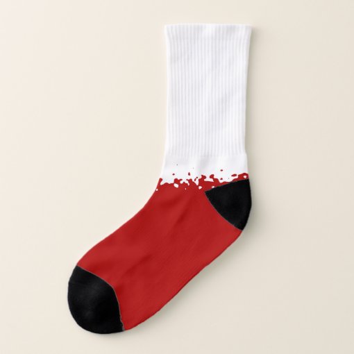 I stepped in blood funny red & white paint splash socks | Zazzle