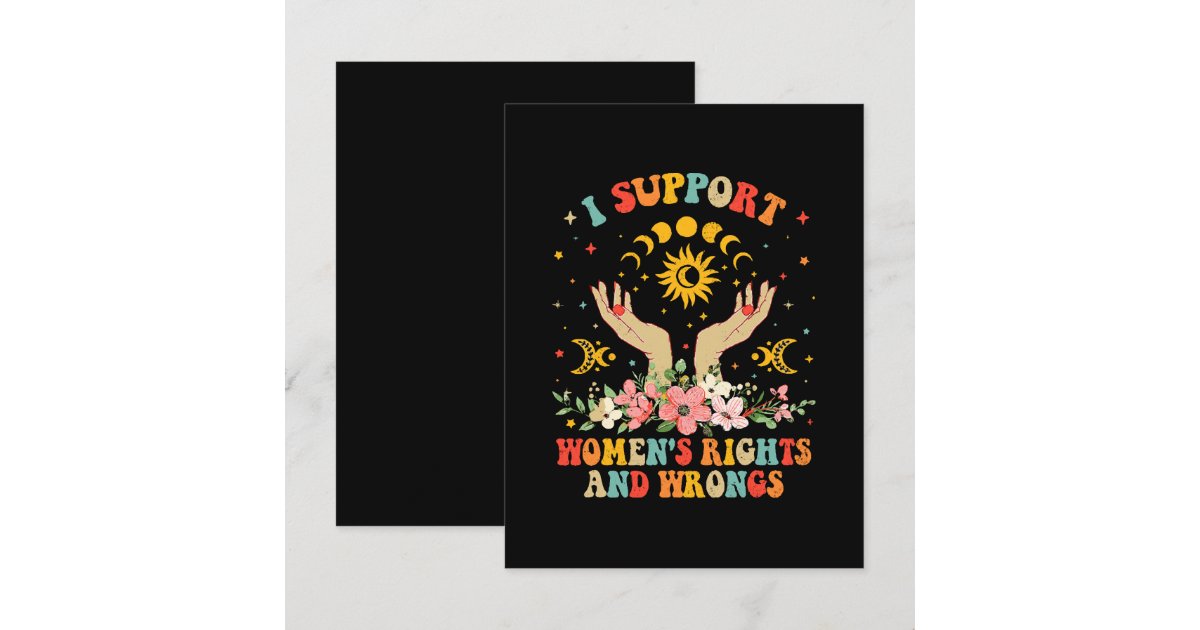 I support women's rights and wrongs vintage note card | Zazzle