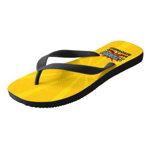 I Teach What's Your Superpower Superhero Teacher Flip Flops | Zazzle