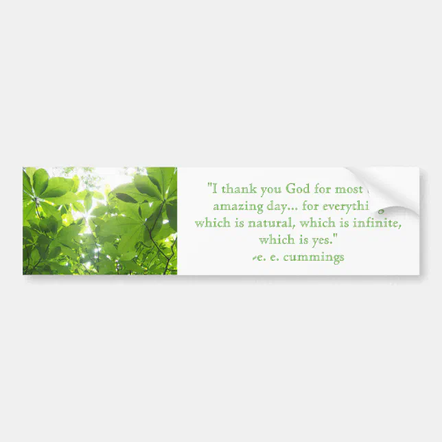I thank God for most this amazing - e.e. cummings Bumper Sticker | Zazzle