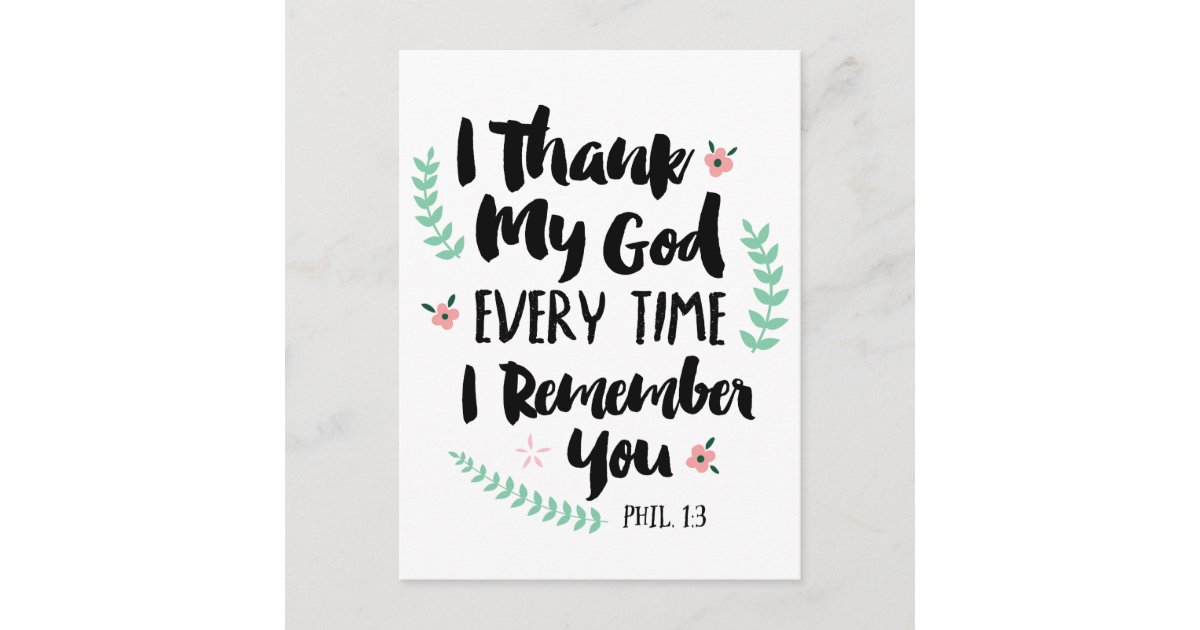 I thank My God Postcard | Zazzle