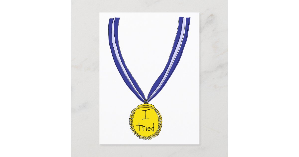 I Tried Medal Postcard | Zazzle