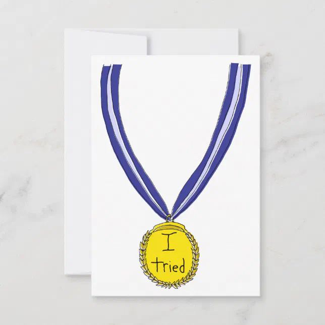 I Tried Medal Thank You Card | Zazzle