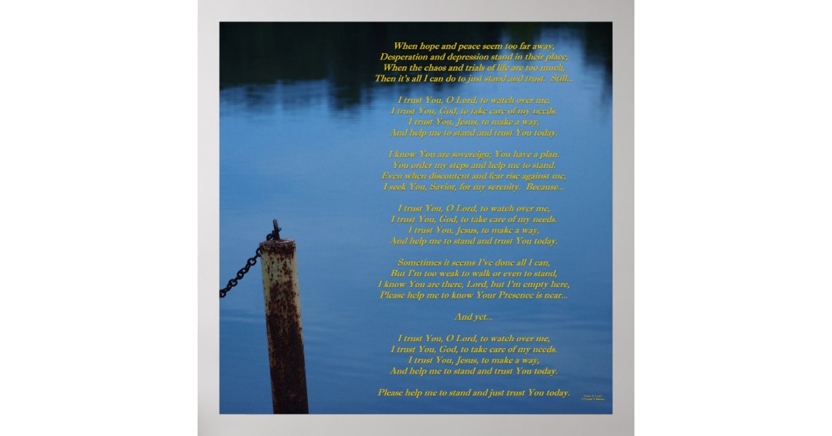I Trust You Today--Christian Lyric Poem on Image Poster | Zazzle