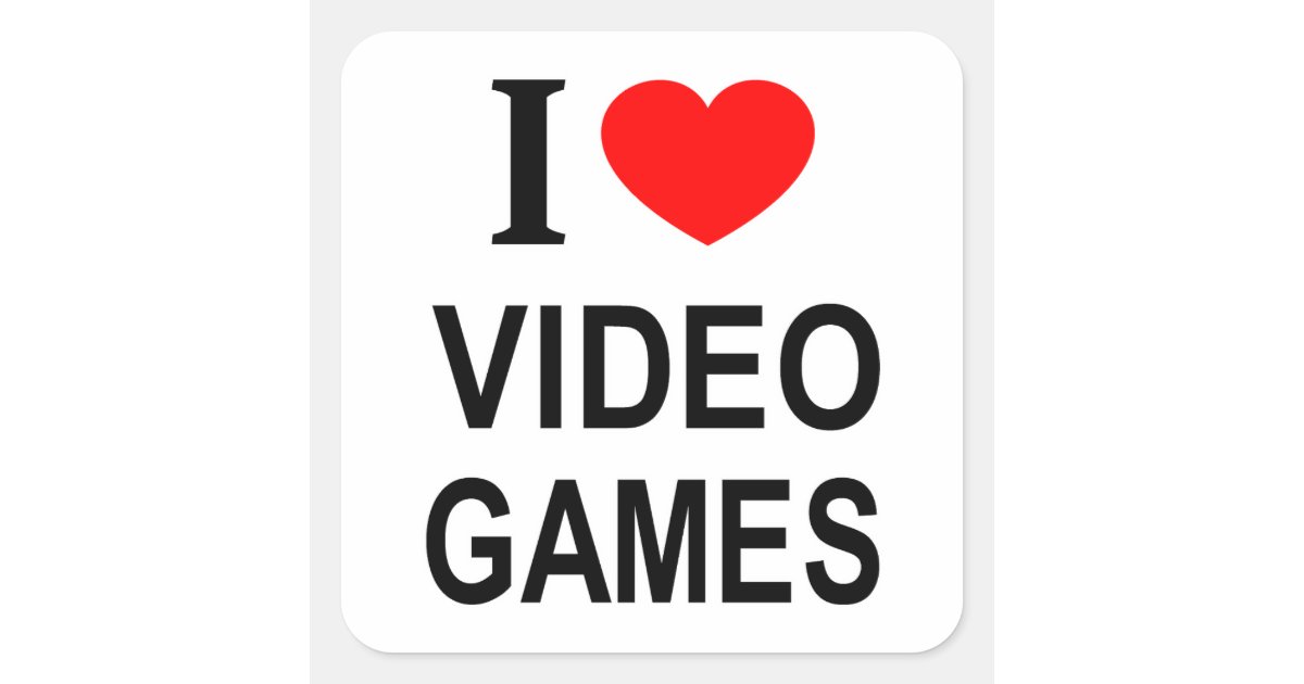 I ️ VIDEO GAMES I LOVE VIDEO GAMES I HEART VIDEO SQUARE STICKER | Zazzle