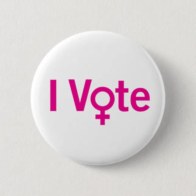 I Vote Button - Pink on White (Customizable) | Zazzle