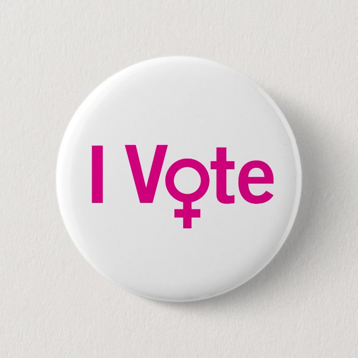 I Vote Button - Pink on White (Customizable) | Zazzle.com