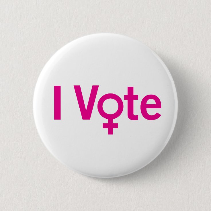 I Vote Button - Pink on White (Customizable) | Zazzle