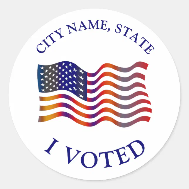 I Voted American Flag Red White Blue Election Classic Round Sticker ...