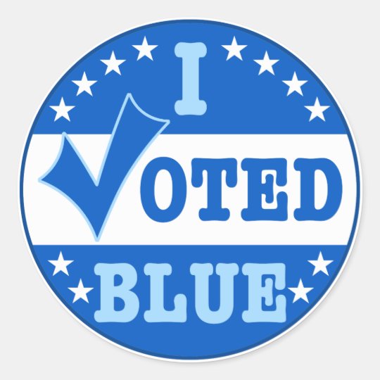 I Voted Blue Democratic Party Classic Round Sticker | Zazzle.com