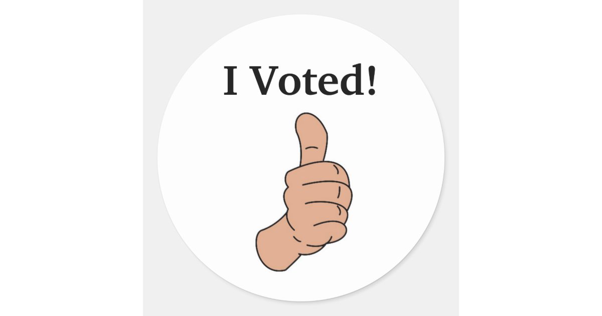 I Voted! Thumbs Up Classic Round Sticker | Zazzle