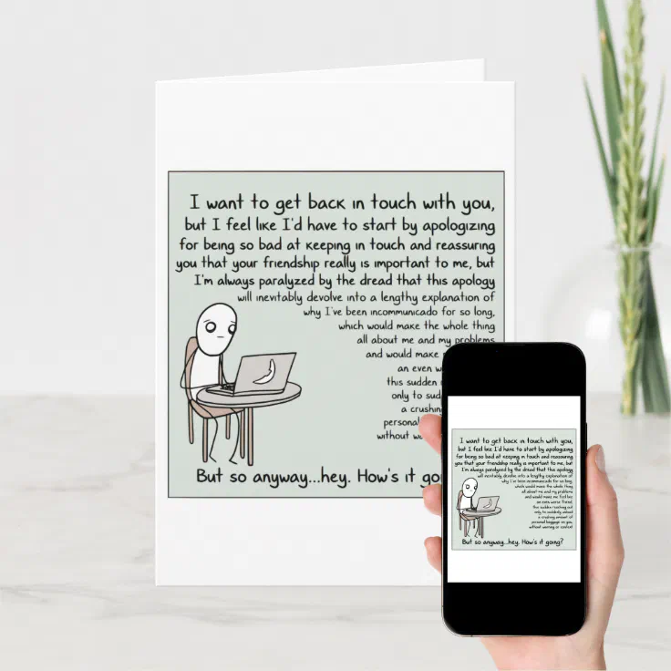 I want to get back in touch with you (original) card | Zazzle