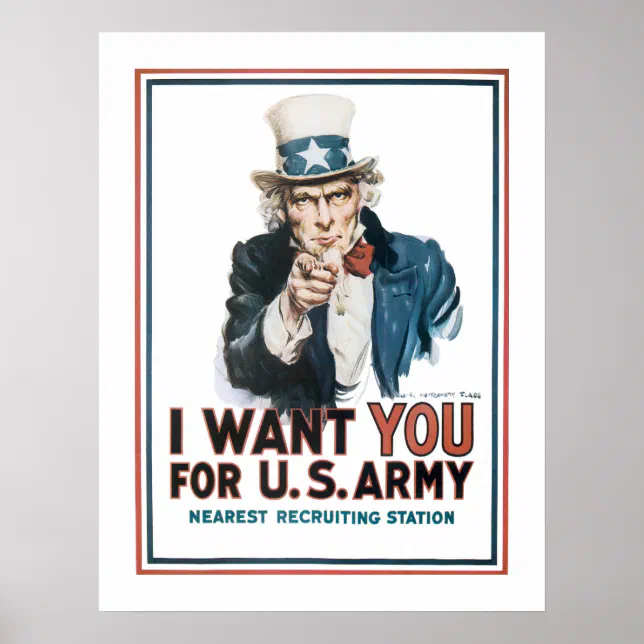 "I Want YOU" Uncle Sam (border) Poster | Zazzle