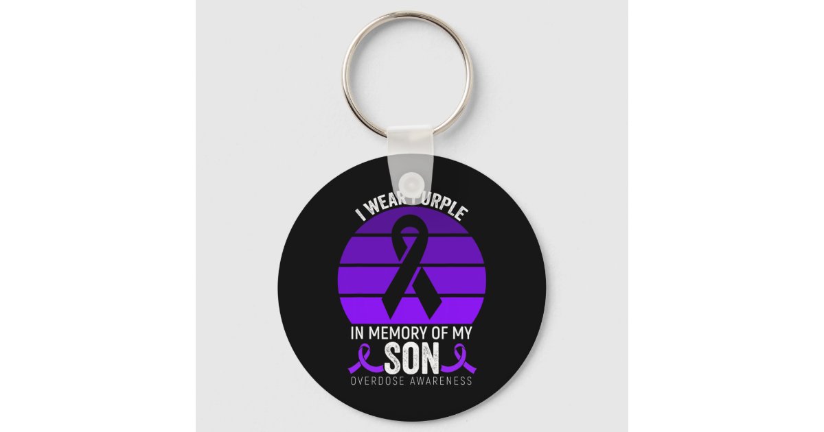I Wear Purple Overdose Awareness Purple Ribbon Unc Keychain | Zazzle